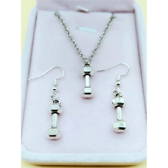 Jewelry | Dumbell Set Earrings Pendant Necklace Gym Workout Exercise ...